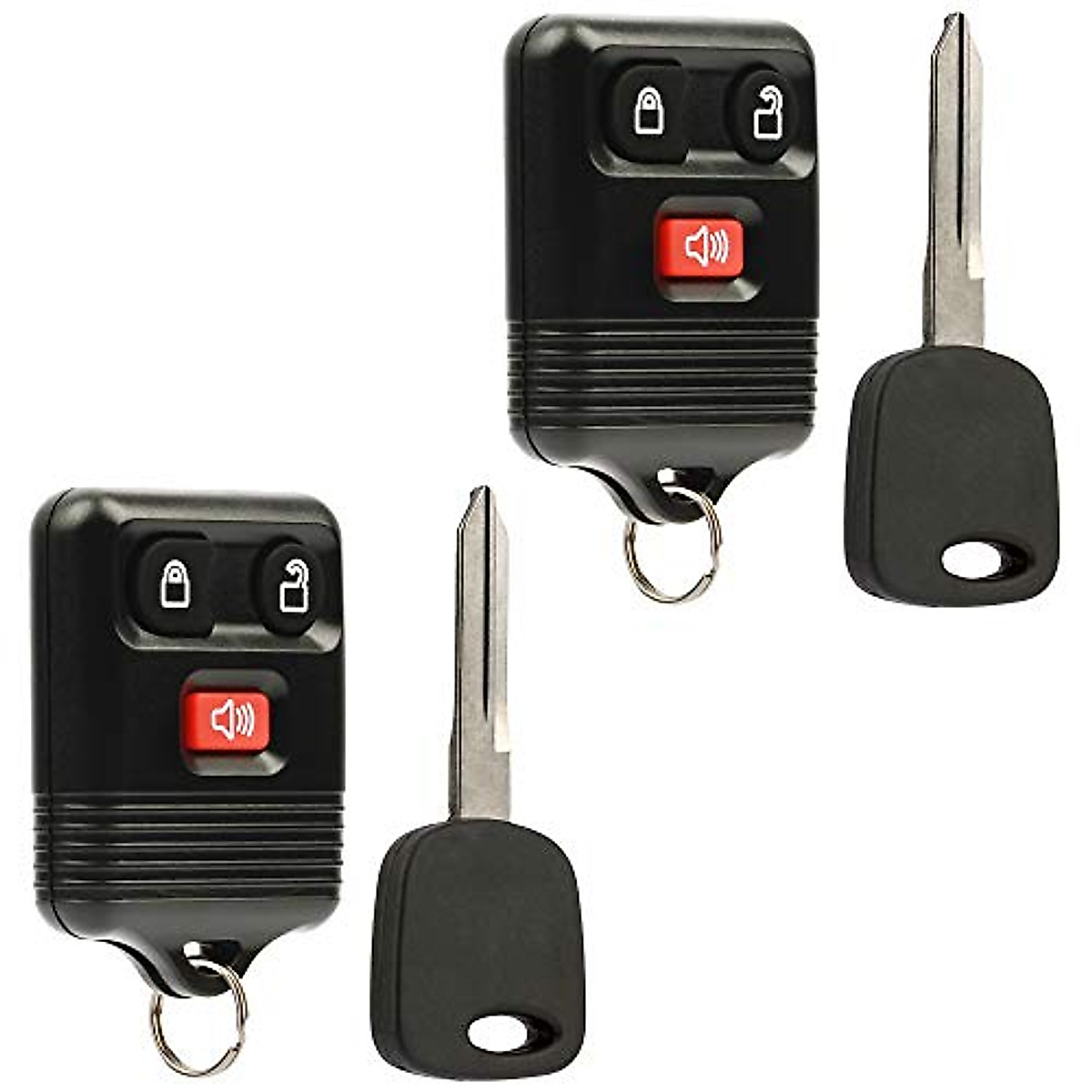 Key Fob fits 1998-2005 Ford Lincoln Mercury Mazda Keyless Entry Remote + Key (CWTWB1U345 H72-PT), Set of 2