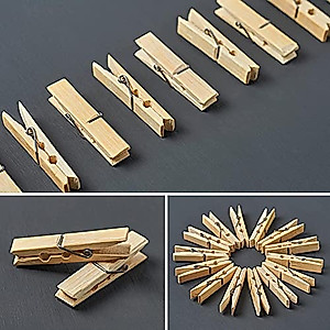 AKOAK 24 Pieces Bamboo Clothespins - Clothes Pins, Heavy Duty Outdoor Springs, Crafts, Picture Baby Hanging Clothes Wood Clothespins