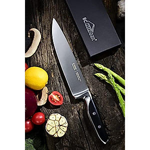 BC.HINGER 8 Inch Professional Chef Knife, German High-Carbon Stainless Steel Cutlery, Kitchen Knife with Ergonomic Handle and Gift Box, Full Tang, Ultra Sharp Blade,Suitable for Meat and Vegetable