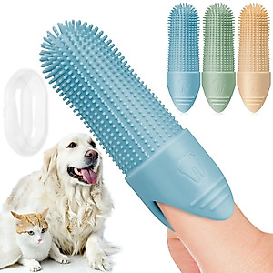 Dog Toothbrush, 4 Pack Dog Tooth Brush, 360° Cleaning Finger Toothbrush for Dogs, Food Grade Silicone Dog Finger Toothbrush Fits Most Fingers, Toothbrush for Dogs & Cats Dental Care