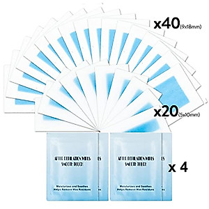 Gleebee Wax Strips 60 counts, Waxing Strips for Hair Removal including 40 Body trips and 20 Facial Strips, Hair Removal for Face, Arms, Legs, Underarms and Bikini