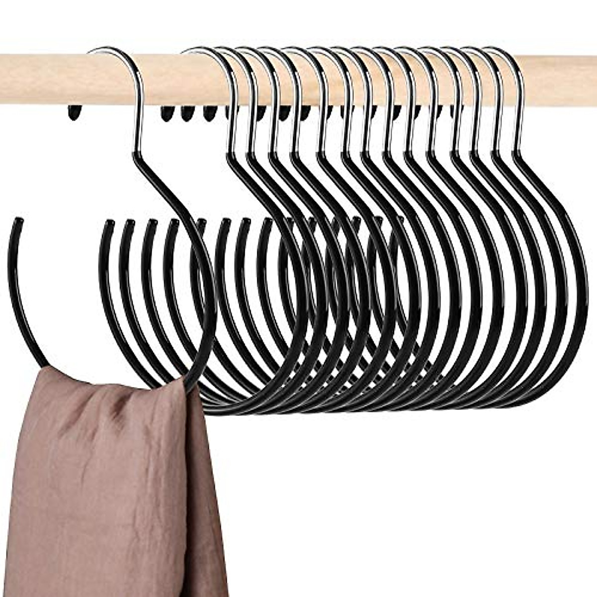 Cedilis 15 Pack Scarf Ring Hangers, Non-Snag Belt Hanger for Closet, Non-Slip Closet Organizer Accessory Holders for Ties Scarves Belts Tank Tops Pashminas, Black