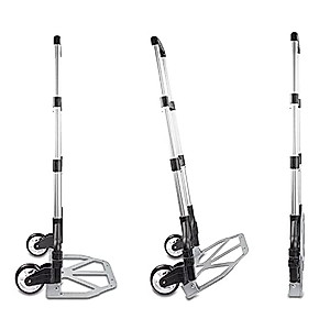 Ultimaxx Professional Heavy-Duty 150 Pound (lb) Capacity Aluminum Folding Hand Truck/Luggage Cart (Black/Silver) with Adjustable Handle, Folding Away Wheels, and Bungee Cord