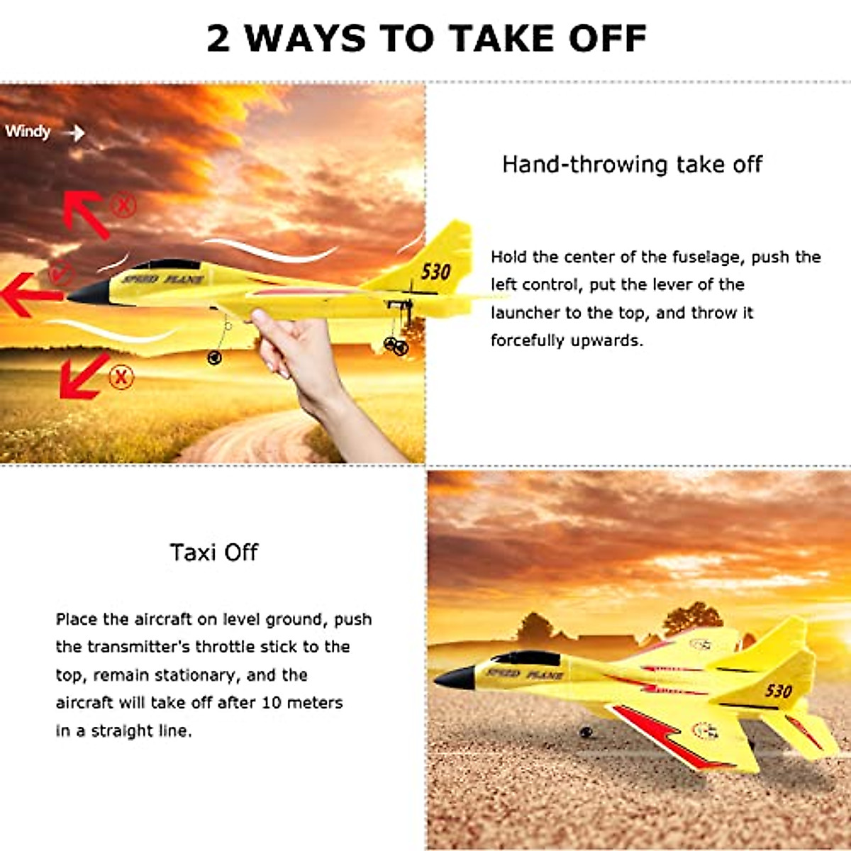 HAPTIME 2 CH Rc Plane, Remote Control Airplane for Kids Adult Beginner - 2.4 Ghz Rc Airplane Jet Plane with Night Light, Easy to Fly - Plane Toy for Boys Age 8-12
