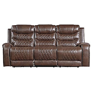 Lexicon Noura Power Double Reclining Sofa, Brown