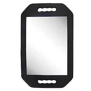 HREW Handle Mirror – Large Hand Mirror with Double Handle - Rectangular Hand Held Mirror with Handle - Lightweight Hair Salon Equipment Hairstylist and Barber Accessories (1Pcs Rectangle)