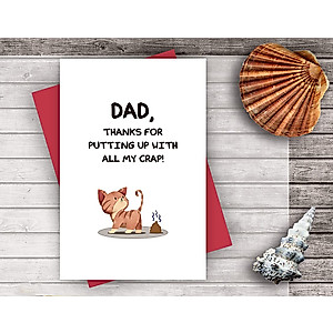 Alzombi Funny Cat Father's Day Card from Daughter Son, Cute Cat Birthday Card for Dad, Thank You Card for Daddy