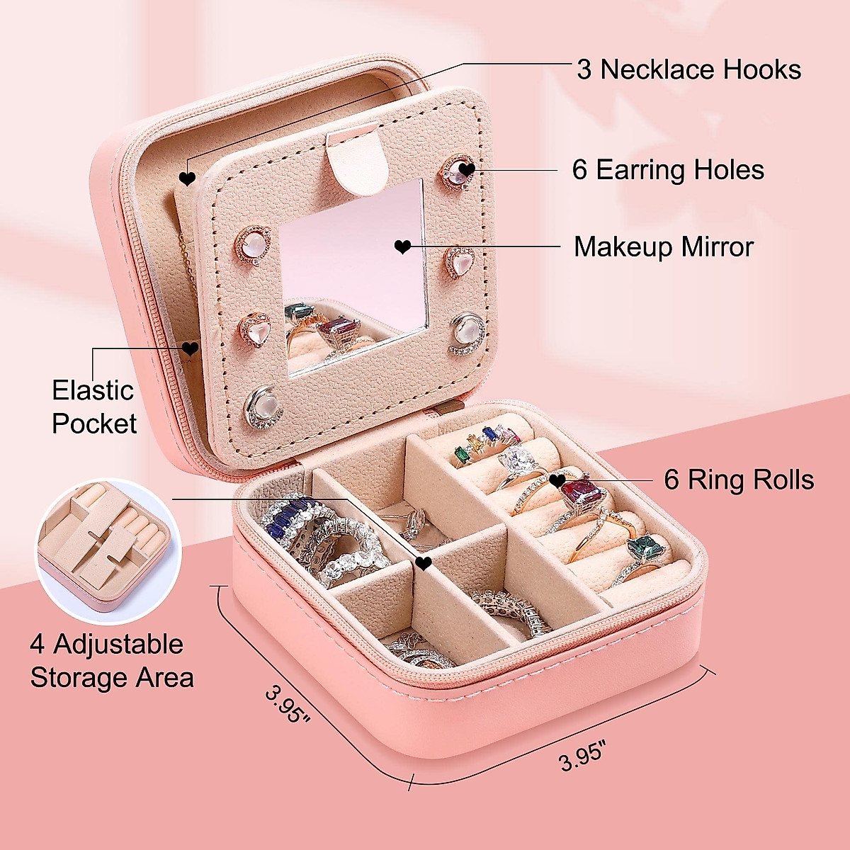 Parima Jewelry Organizer Box, Small Jewelry Box for Women Girls Initial Q Travel Jewelry Case Small Jewelry Box Jewelry Travel Case Jewelry Box Organizer Mini Travel Jewelry Case Travel Jewelry Box