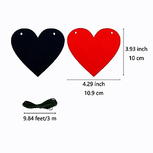 FAZHBARY 2 Pack Black Red Heart Garland Felt Heart Banner for Gothic Valentines Wedding Farewell Heart Party Decorations