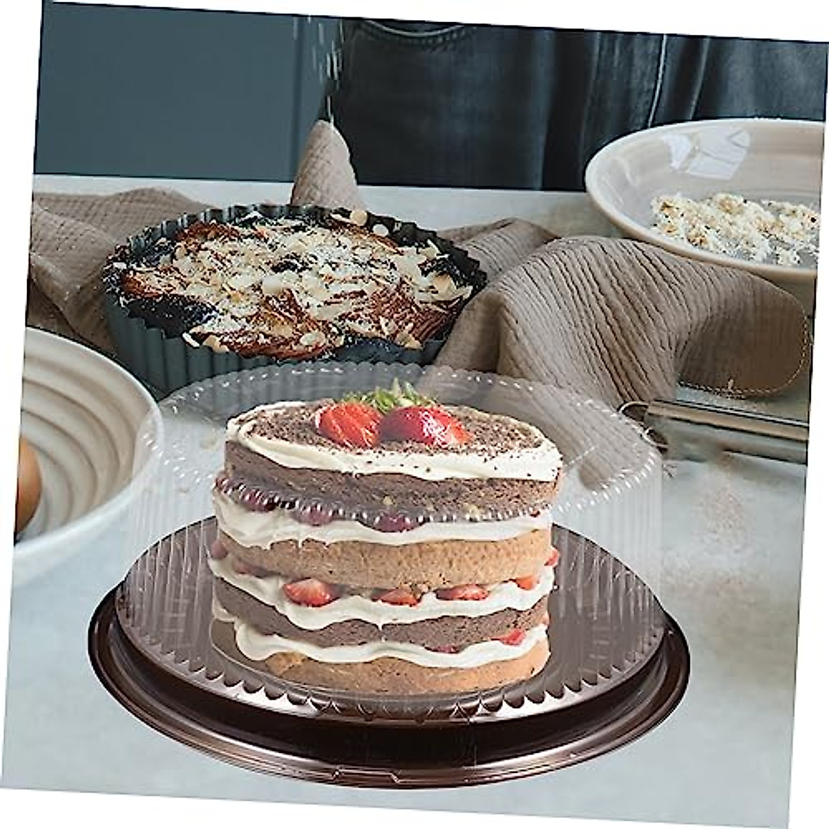 HOMSFOU 20pcs 8 Clear Cake Reusable Cake Containers Cake Containers with Lids Cake Holder with Lid Wedding Cake Stand Disposable Cake Carrier Cupcake Pan A024 With Cover Bread Box