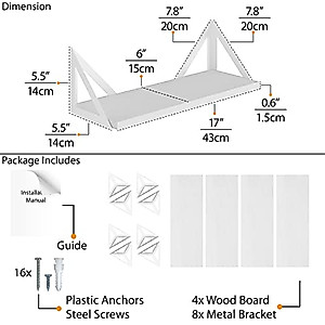 Wallniture Minori White Floating Shelves, Bookshelf Living Room Decor, Bathroom Storage, Kitchen Organization, Shelves for Bedroom Set of 4