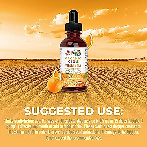 MaryRuth Organics USDA Organic Vitamin D3 Liquid Drops for Kids | 640 IU Vitamin D3 Per Serving | Kids Immune Support & Bone Health Supplement | Formulated for Ages 4-13 | 0.5oz | 30 Servings
