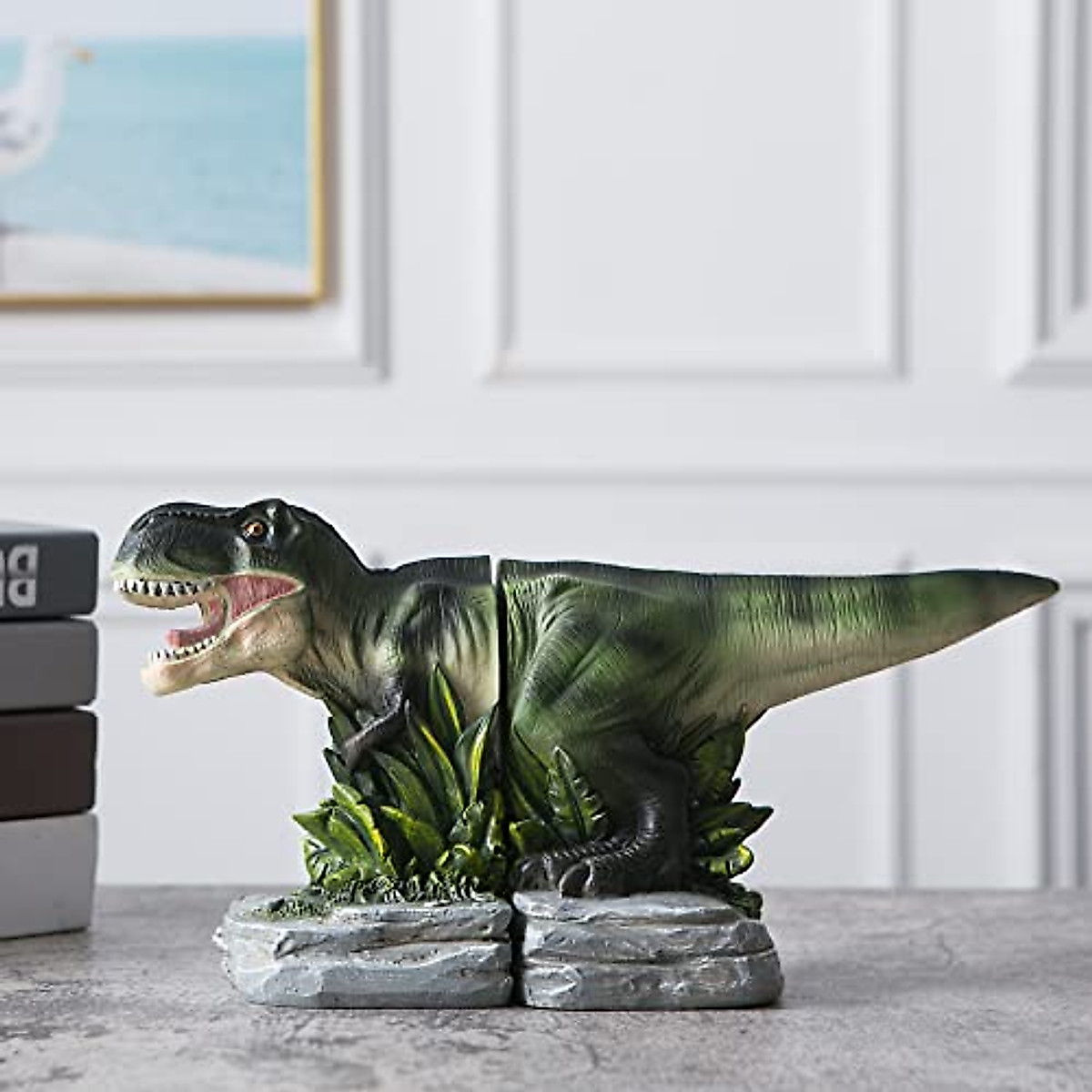 Banllis Dinosaur Pen Holder, Desk Organizers and Accessories + Decorative Bookends Book Ends to Hold Books Heavy Duty, Home Office Decor