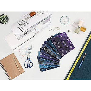 Craftido -25 Options- 100% Cotton Quilting Fabric Bundles 10pcs Fat Quarters 18”x21”-Medium Weight 5.2 oz- for Quilting, Sewing Project, Patchwork, DIY Crafts – Starry Sky