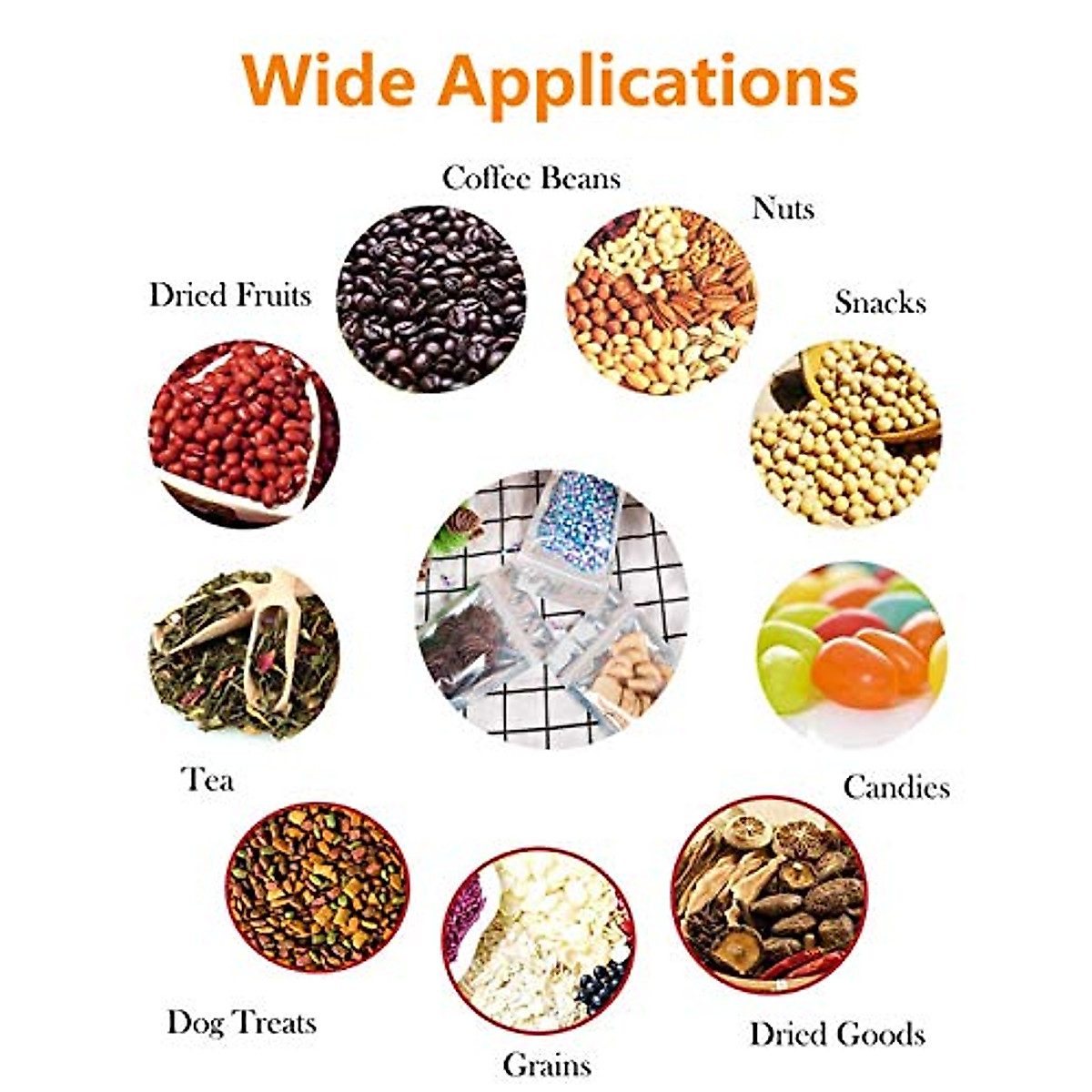 7.1x10.2" Candy Bags, 100PCS Stand Up Aluminum Foil Bags,Smell Proof Bags,Reclosable Airtight Foil Bags,Reusable Food Pouches Bags with Zip Lock,Sealable Treat Bags for Snacks Beans Coffee Dry Fruit