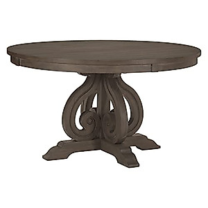 Lexicon Axton Round Dining Table, Distressed Dark Oak