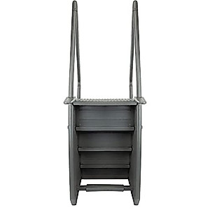 Aqua Select Above Ground Anti-Slip Pool Steps to Deck | Safety Swimming Pool Ladder | Designed for Above Ground Swimming Pools | Holds Up to 350 Pounds | Grey