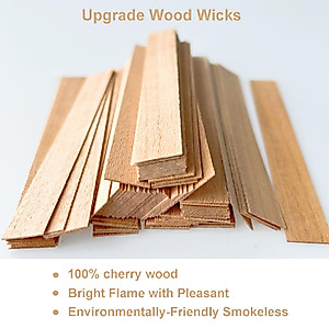 250 Pcs Wooden Candle Wicks Wicks Stickers 5.1 X 0.5 Inch Natural Candle Wood Wicks Stand Candle Cores for DIY Candle Making Craft Wooden Wicks for Candle Making Wood Wick