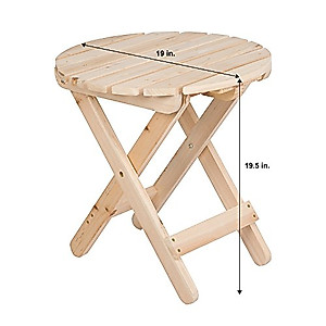 Shine Company 4108N Adirondack Round Folding Side Table – Natural