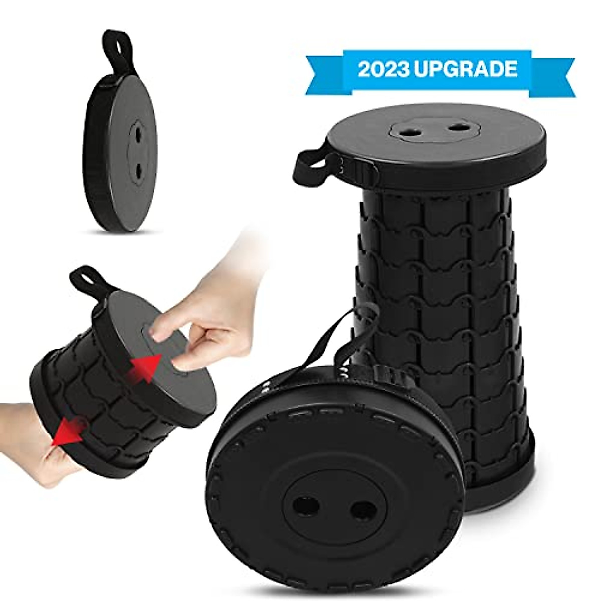 AVAMA Collapsible Seat Stool, Portable & Folding Stool for Adults (Black)