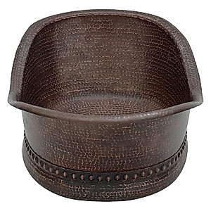 Premier Copper Products VBT20DB 20" Bathtub Vessel Hammered Copper Sink, Oil Rubbed Bronze