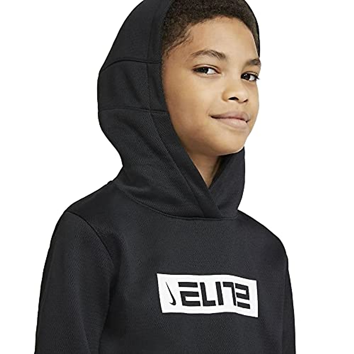 Boy's Therma Elite Pullover Hoodie (Large, Black/Carbon Heather/White)