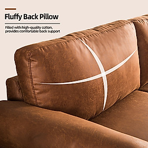 POUUIN 100" Faux Leather Convertible Sectional Sofa Couches for Living Room,3 Seater L Shaped Sofa Couch with Reversible Chaise,Mid-Century Modern Comfy Deep Seat Sofa (Brown,Suede Fabric)