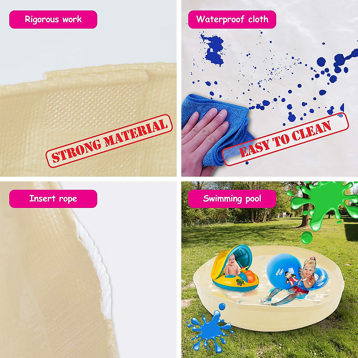 Cacaomom Activity Play Mat for Kids and Toddlers - 60” Diameter, Durable Mats for Floor - with Fun Activity Shapes