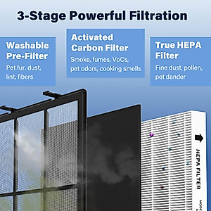 SAKEGDY 115115 HEPA Replacement Filter A Compatible with Winix PlasmaWave C535 5300 5300-2 6300 6300-2 P300 AM90 9000 5000 5000B C909 9800 A-Purifier, 1 Washable Filter+3 HEPA+6 Carbon Filter
