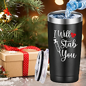 Mamihlap I Will Stab You Travel Mug Tumbler.Doctor,Nurse,Nurses Week GiftsThank You,Appreciation,Birthday,Christmas Gifts for Nurse,Doctor.Medical Nursing School Graduation Gifts.(20 oz Black)