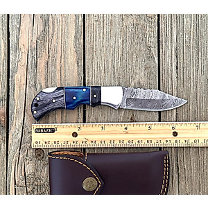 WINTERFELL Personalized Folding Pocket Knife - Handmade 6.5'' Camping, Hiking Knife With Damascus Steel Blade