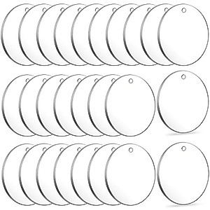 Acrylic Keychain Blanks, Audab 50pcs Clear Keychains for Vinyl, Acrylic Transparent Circle Discs Acrylic Blanks Keychain Bulk for DIY Keychain, Crafting and Vinyl Projects
