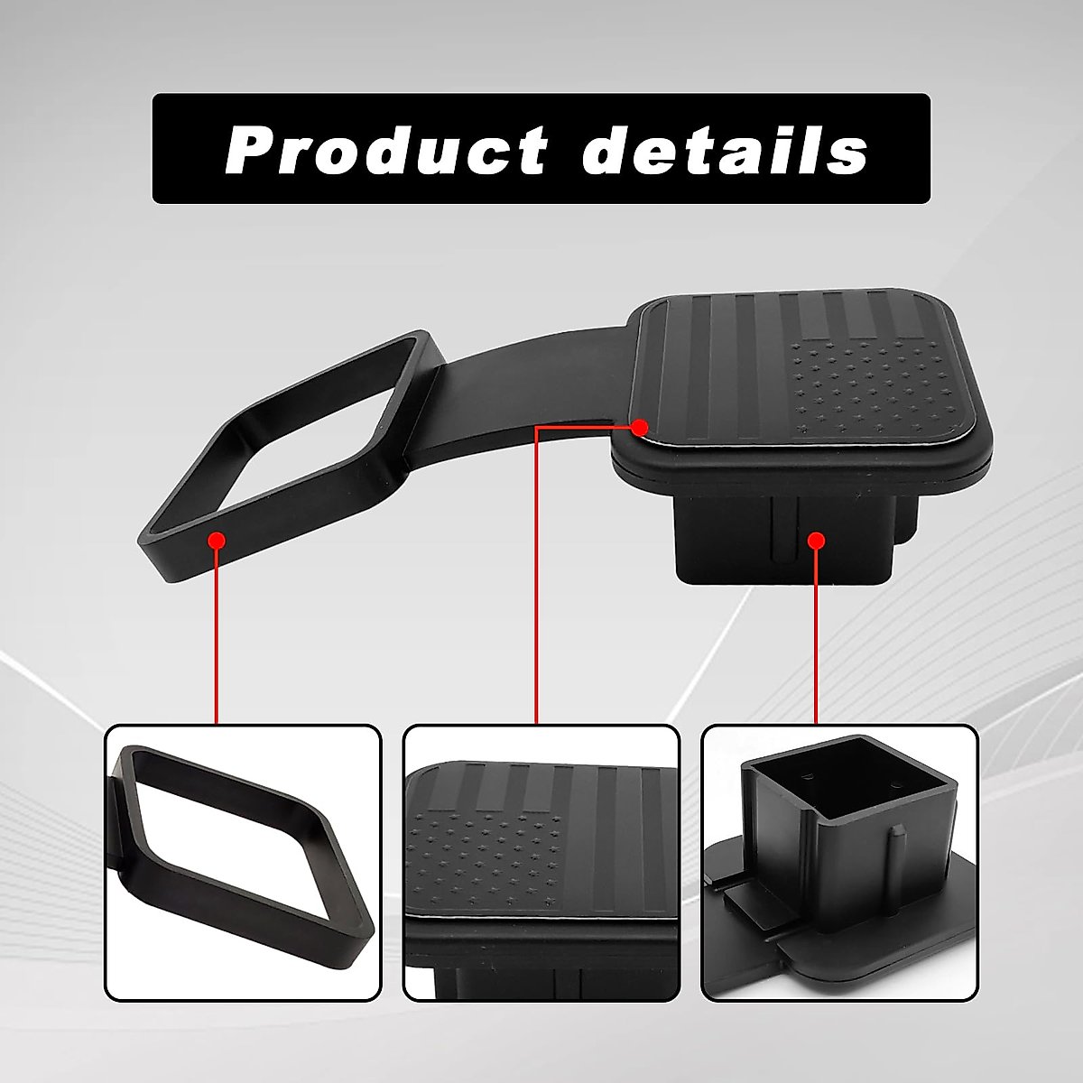 Trailer Hook Dust-Proof Plug, 1.9 Inch Hitch Cover Trailer Hitch Cover,Square Mouth Protection Cover Traction Cover Suitable for Most Cars and Trailers,Car Accessories (Black)