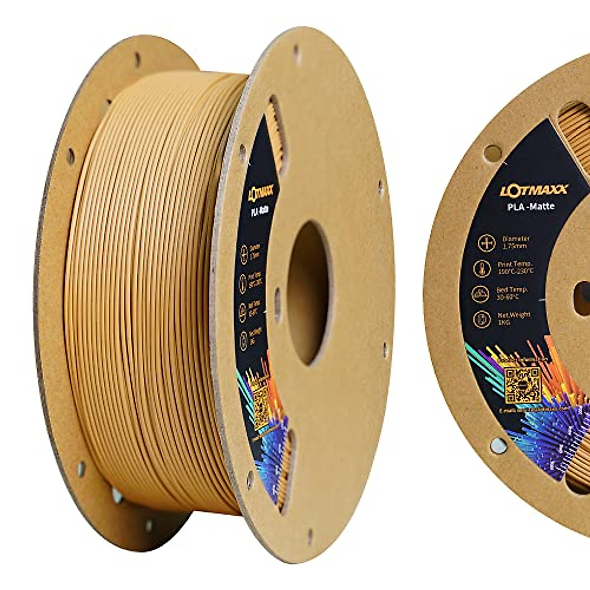 LOTMAXX Matte PLA Filament 1.75mm Matte PLA 3D Printer Filament, 1kg Cardboard Spool (2.2lbs), Dimensional Accuracy +/- 0.03mm, Fit Most FDM Printer(Matte Wood)