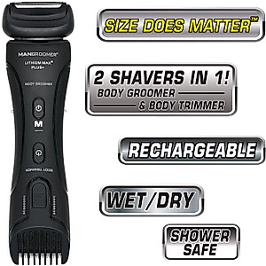 MANGROOMER Lithium Max Plus Body Groomer, Ball Groomer, Body Trimmer, Electric Groin Hair Trimmer with Free Bonus Foil Included