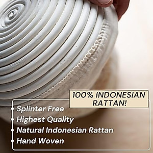 ECOMERR 9” Banneton Bread Proofing Basket - Set of 2 Round & Oval Rattan Proofing Baskets for Sourdough Bread Baking with Bread Lame + Steel & Plastic Dough Scraper + Linen Liner Cloth + Dough Whisk