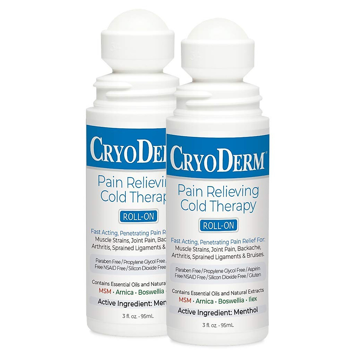 CryoDerm Cold Therapy 3 oz Roll On (2 Pack)