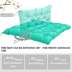 Swing Replacement Cushions with Backrest, 2-3 Seater Waterproof Bench Pad Cushions, Thicken 4" Outdoor Swing Cushions, for Garden Patio Furniture Loveseat Bench Cushions ( lake blue 47x40 inch)