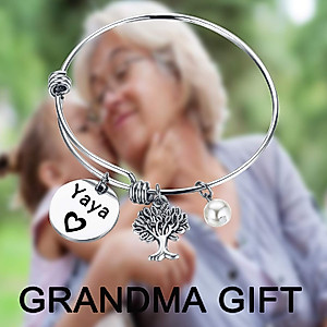 TGBJE Gigi Bracelet Hand Stamped Wire Bangle Great Grandma Gift With Family Tree (YAYA bangle)