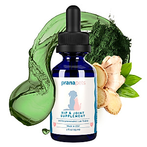 PranaPets Hip & Joint Supplement with Glucosamine for Dogs & Cats Naturally Relieves Mobility Issues | Safely Promotes Enhanced Mobility in Legs & HIPS | Helps Reduce Soreness & Back Pain