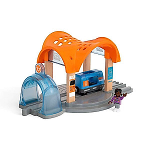 BRIO 33973 Smart Tech Sound Action Tunnel Station | Wooden Toy Train Set for Kids Age 3 and Up