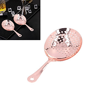 Julep Strainer, Stainless Steel Bar Strainer Cocktail Strainer Spoon for Home Bar, 6.9 x 2.9in(Rose Gold)