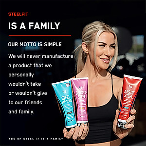 SteelFit Abs of Steel | Maximum Definition Skin Firming Lotion | 30-45 Days of Supply | Skin Tightening Cream for Sculpting Abs | L-Carnitine Supplement | Pre & Post Workout for Men & Women