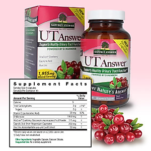 Nature's Answer UT Answer with D-Mannose 1955mg 90-Count | Urinary Tract & Bladder Support | Natural Detox | Gluten-Free, Vegan, Kosher | Single Count