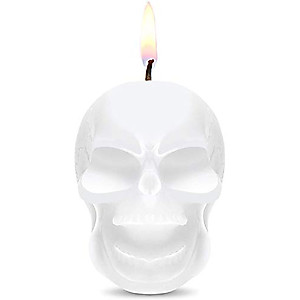 7-Star Skull Candle 3 Pack Horror and Novelty Decor, Home Decorative Themed Candles for Halloween, Birthday Candle Gifts, Scary Christmas Party Accessories, White - Red - Black