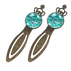 Stainless Steel Crown Bookmarks for Men Women, 2 Packs Reading Book Page Insert, Page Marker for Book Lover Seagull Wave Sea