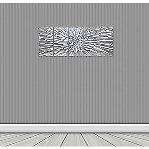 SYGALLERIER Metal Flower Wall Decor Hand Crafted Floral Artwork in 5 Pieces Modern Botanical Pictures on Aluminum 3D Art for Living Room Bedroom Bathroom Decoration