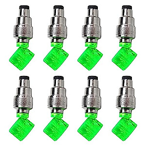 8 PCS LED Wheel Lights Flash Light Tire Valve Cap Lamp for Car Trucks Motorcycle Bike (Dice, Green)