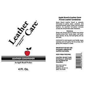 Apple Brand Wax-Free Leather Care Preservative and Conditioner - 4 Ounces