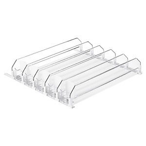 uxcell 5pcs Drink Organizer for Refrigerator, Self-Pushing Soda Can Organizer Width Adjustable Drink Dispenser Beverage Pusher for Fridge Pantry, White